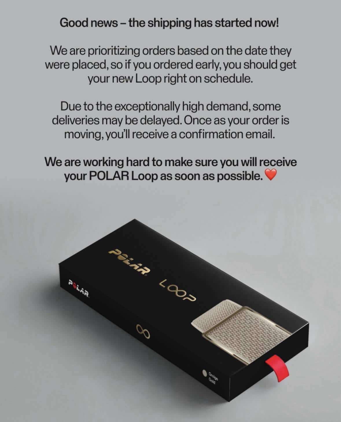 Polar Loop shipping begins, with early orders now being fulfilled