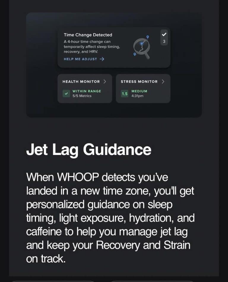Whoop finally adds a jet lag advisor and time change alerts